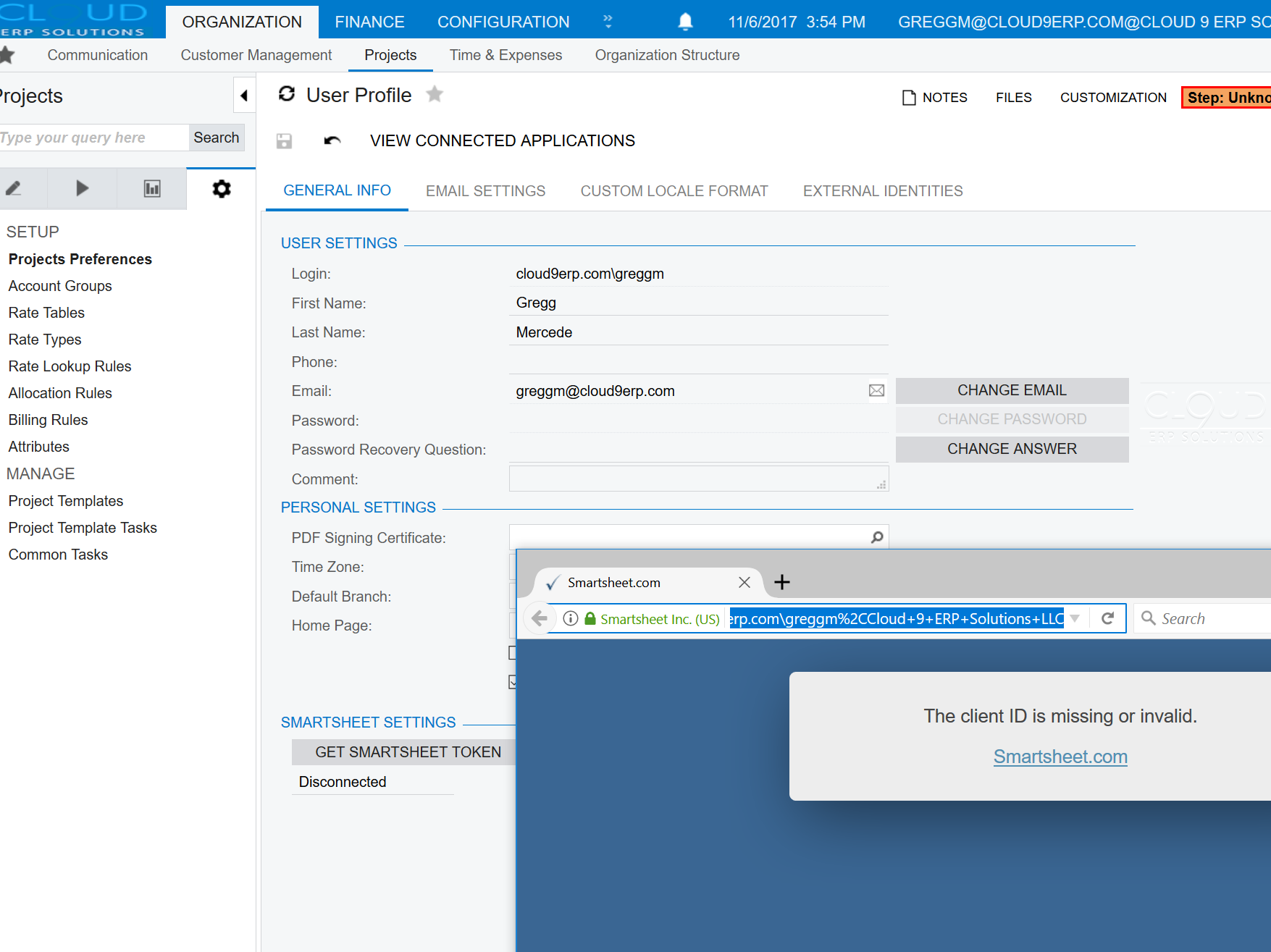 User Profile, Get SmartSheet Token, returns The Client ID is missing or invalid · Issue #3 ...
