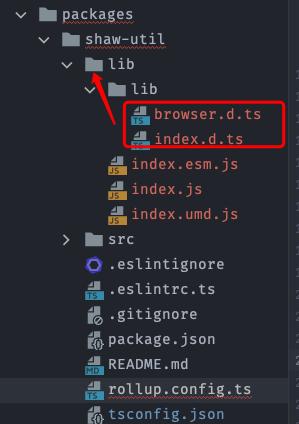 How to make the output of TS definition files in the lib folder instead ...
