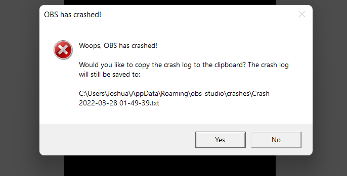 Unexpected Crashing on Win 11 · Issue #6223 · obsproject/obs-studio · GitHub