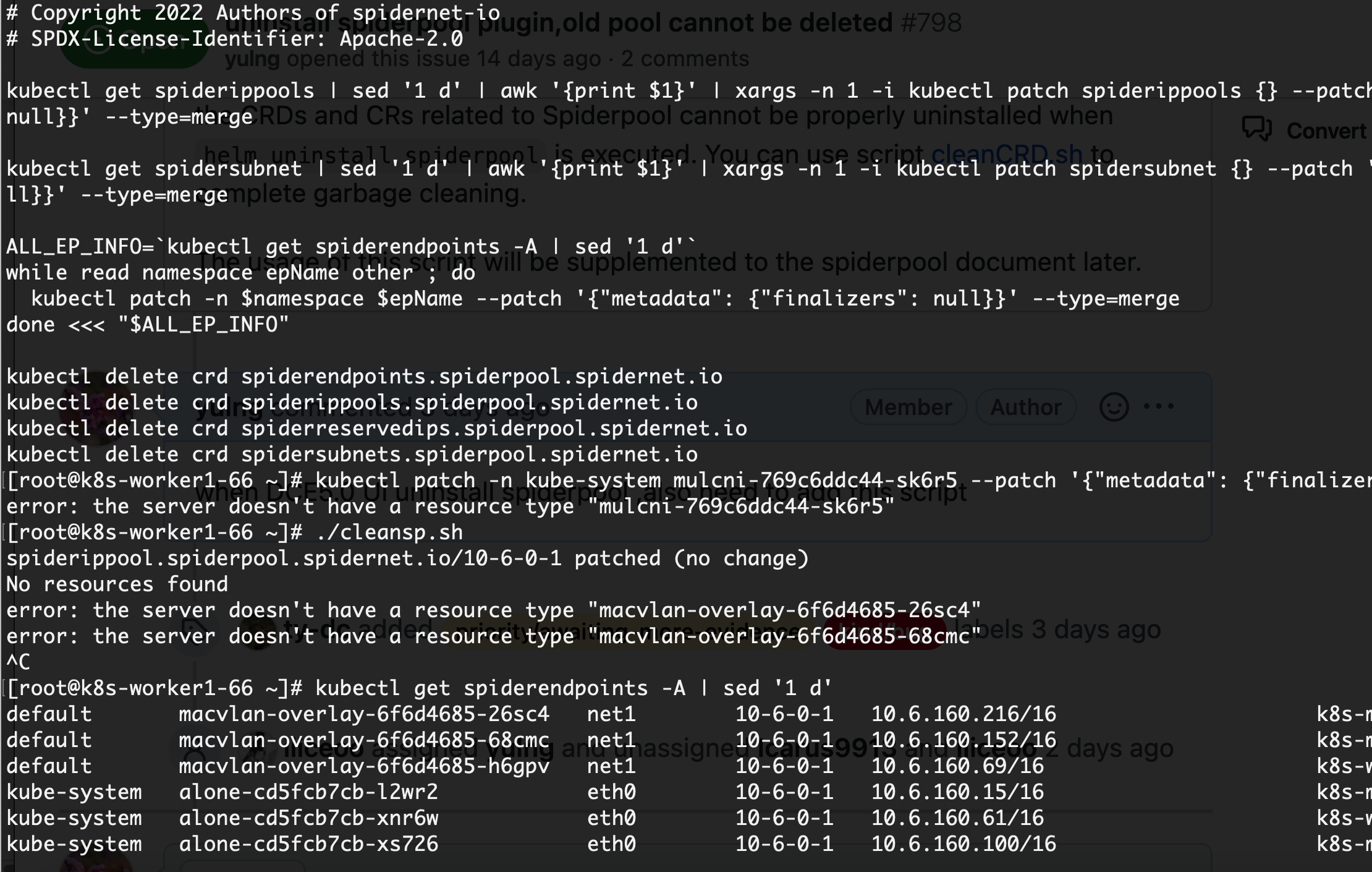 uninstall spiderpool plugin,old pool cannot be deleted · Issue #798 · spidernet-io/spiderpool ...