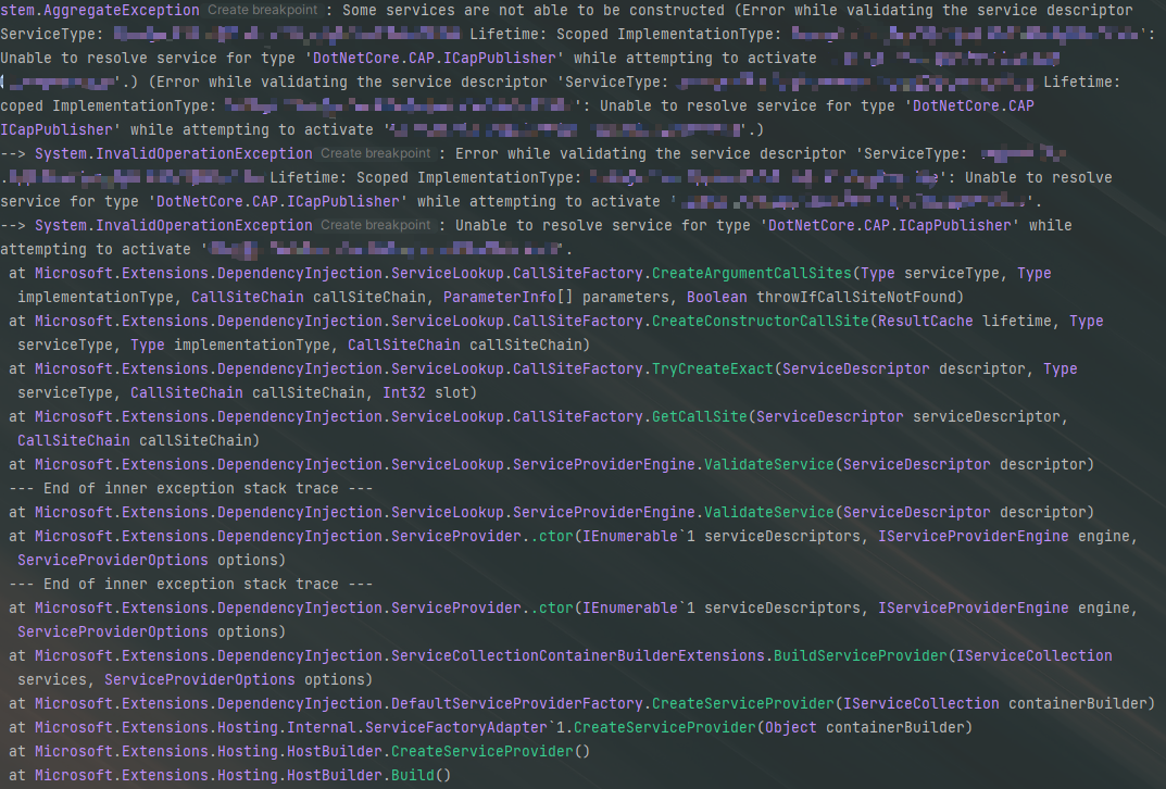 In Dotnet Cap 5 2 0 Unable To Resolve Service For Type Dotnetcore Cap Icappublisher · Issue