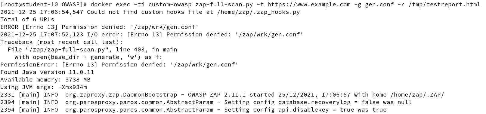 PermissionError: [Errno 13] Permission denied: '/zap/wrk/ · Issue #6993 · zaproxy/zaproxy · GitHub