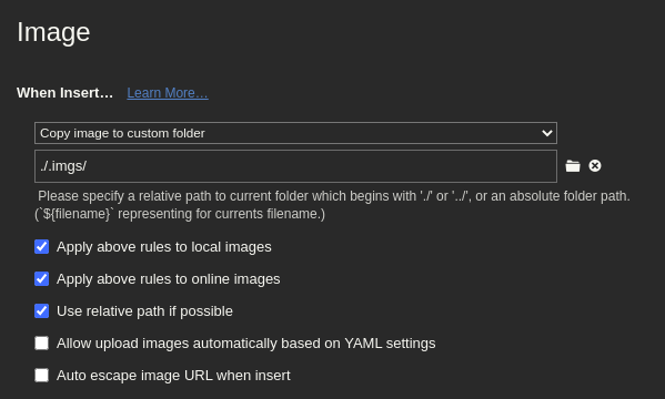 Save image to custom relative directory · Issue #2317 · marktext/marktext · GitHub