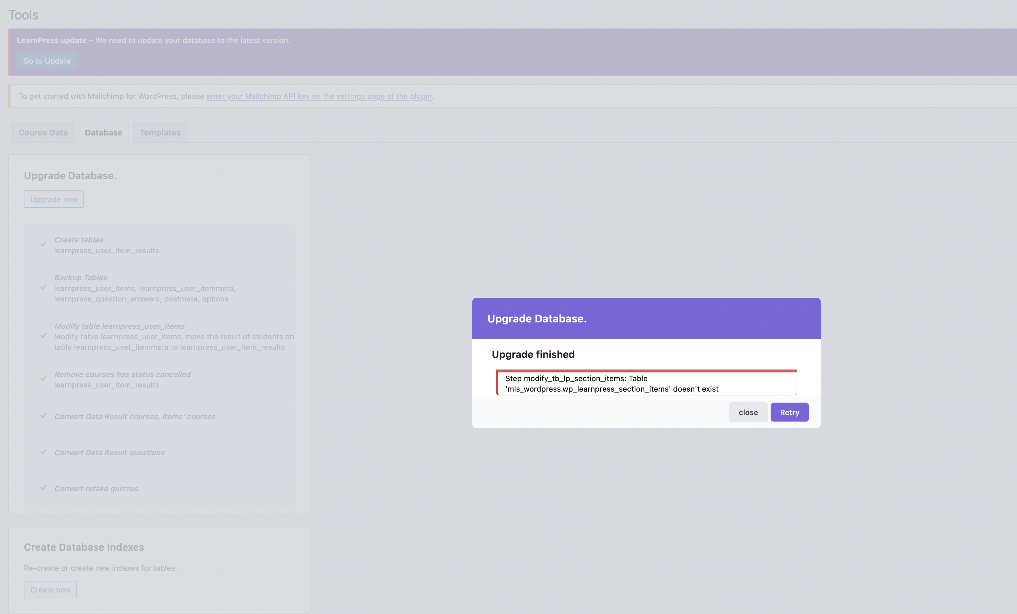 Missing tables in LearnPress 4.0.8 · Issue #489 · LearnPress/learnpress · GitHub