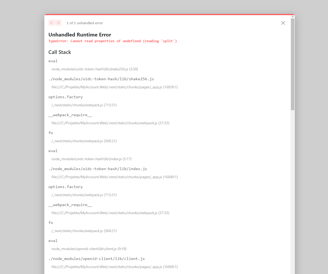 Bug because change in oidc-token-hash version check · Issue #1154 · auth0/nextjs-auth0 · GitHub