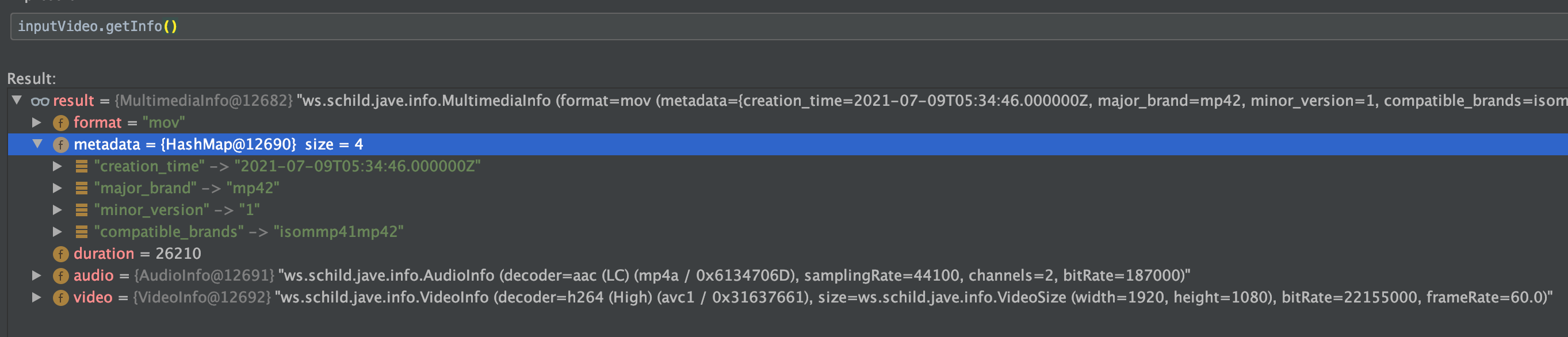 Could we support to get more meta data from video in MultimediaInfo ...