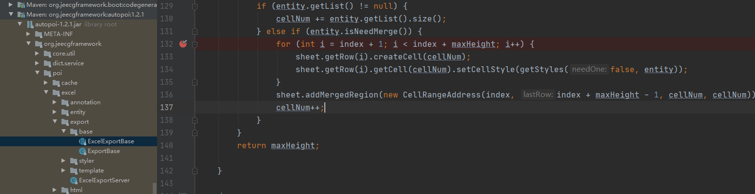 AutoPOI（Excel工具）一对多导出needMerge 有某条数据对应数量小于2时报错 · Issue #1840 · jeecgboot/JeecgBoot · GitHub