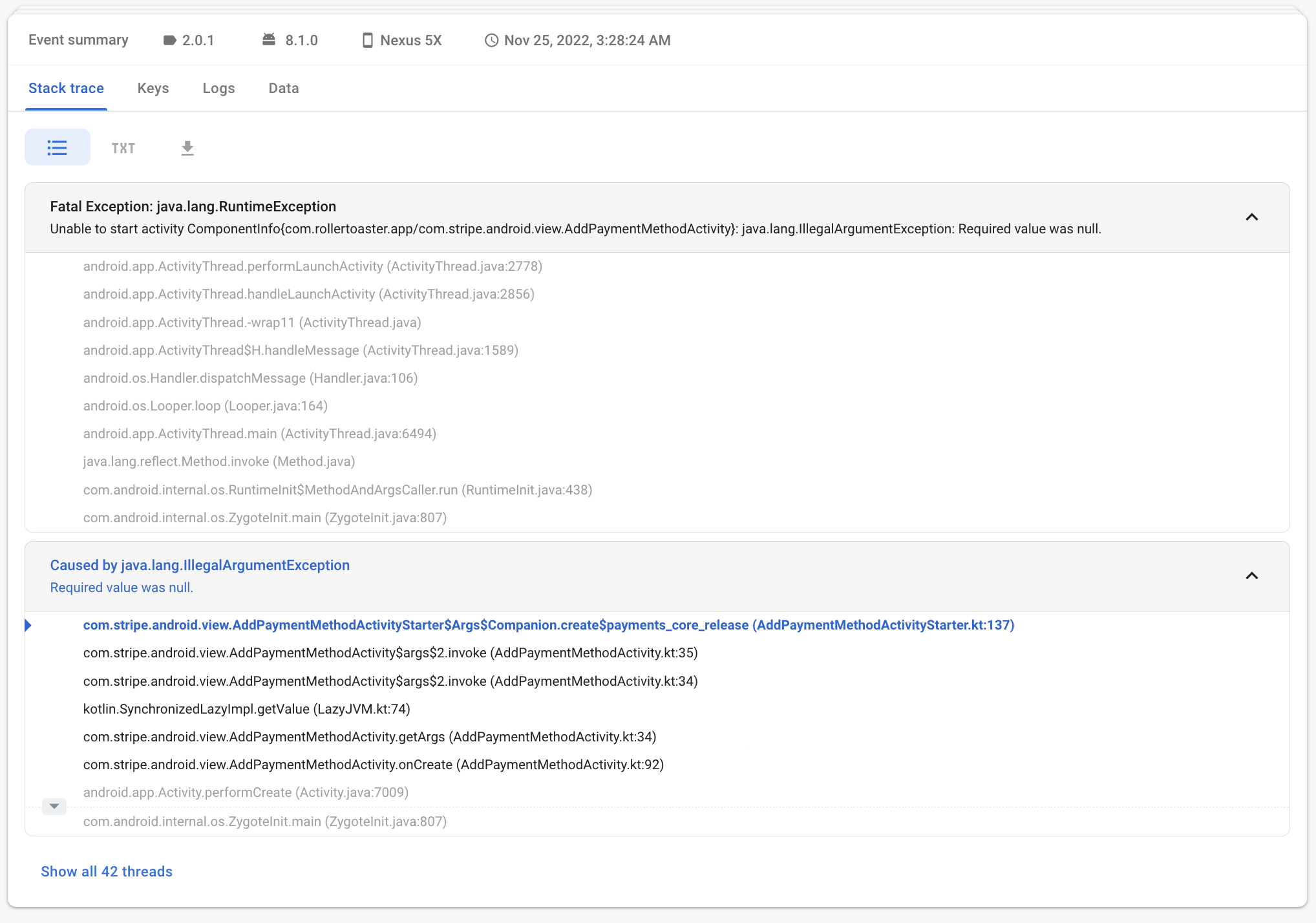 Bug Using Stripe Sdk Always Reports 3 Specific Crashes In Crashlytics · Issue 5876 · Stripe 