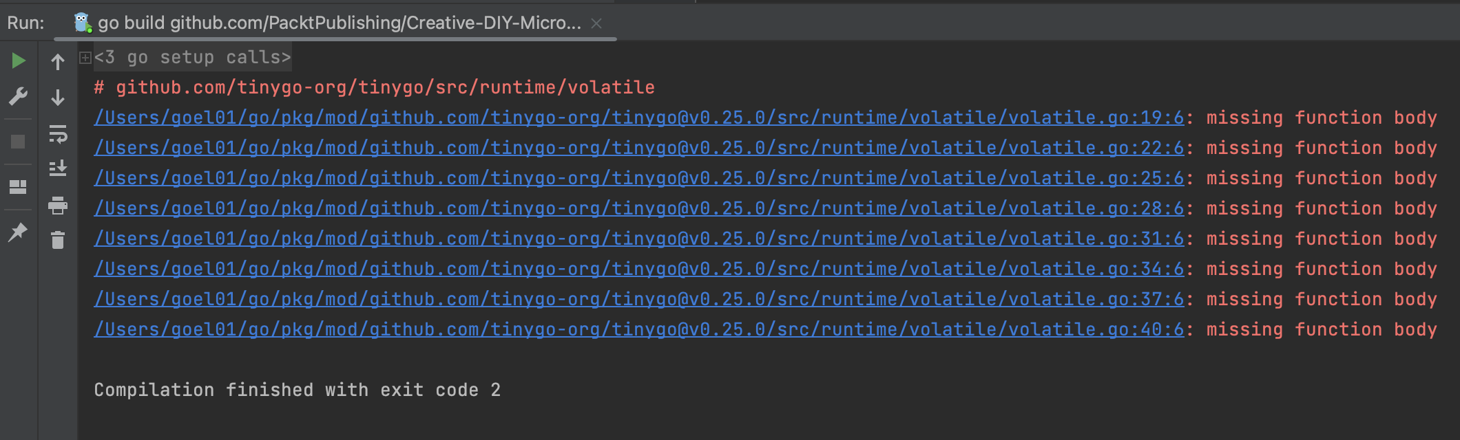 Package Runtime Volatile Missing Function Body · Issue 3077 · Tinygo Org Tinygo · Github
