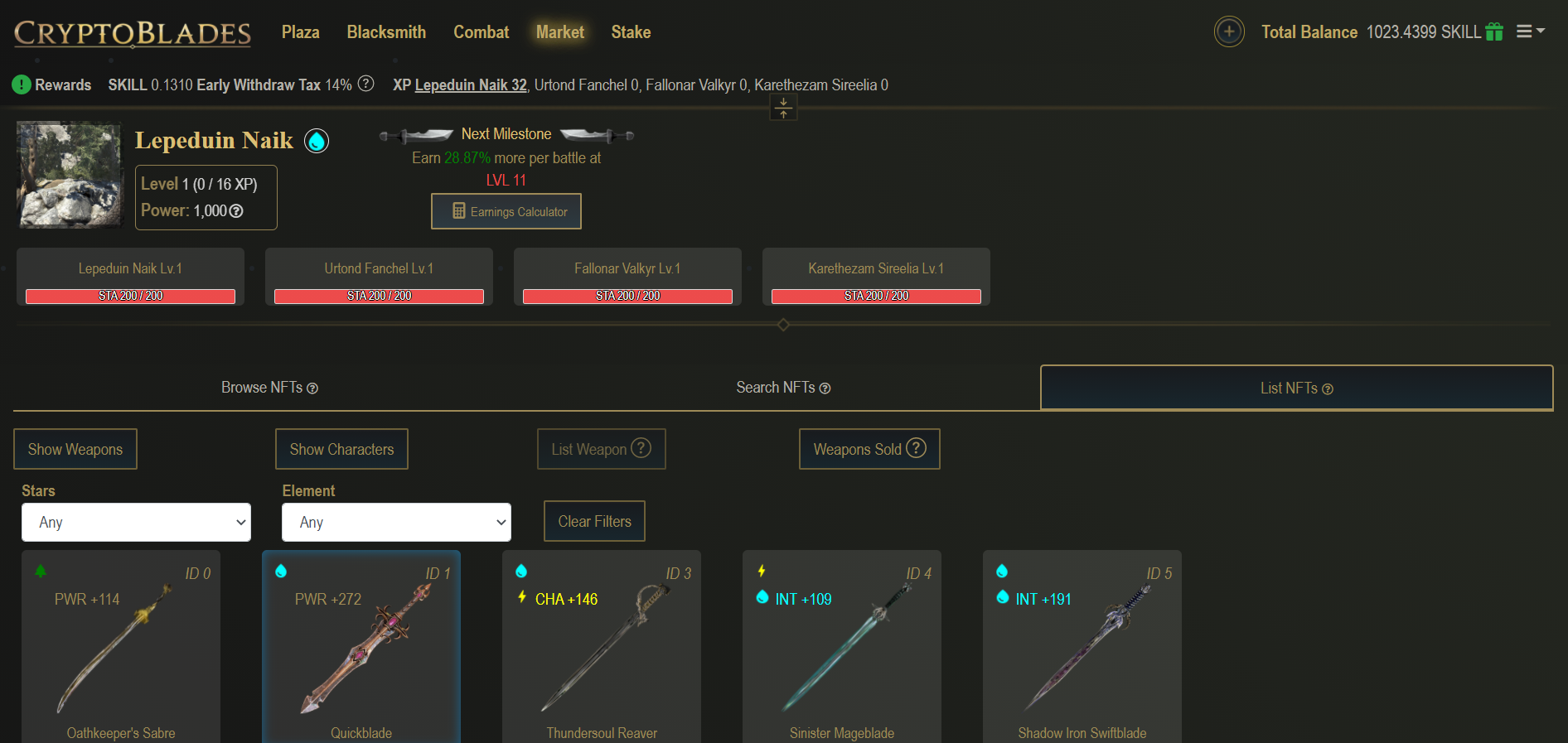sell history interface · Issue #293 · CryptoBlades/cryptoblades · GitHub