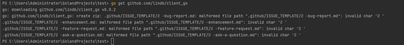 [bug]: go get github.com/lindb/client_go 运行报错 · Issue #957 · lindb/lindb · GitHub