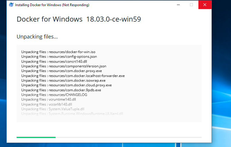 Installation hangs if no disk space. · Issue #1902 · docker/for-win · GitHub