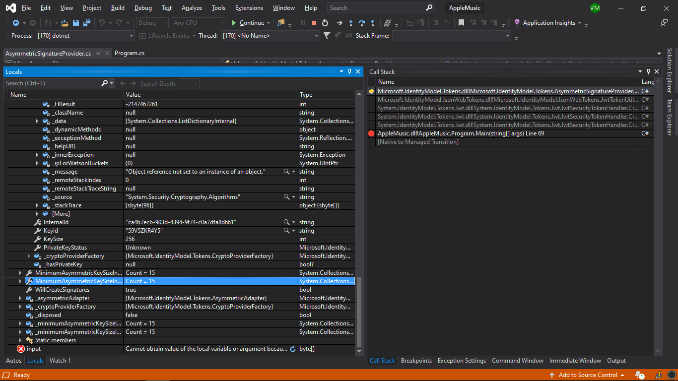 System.Security.Cryptography. ECDsaOpenSsl throw NullReferenceException after using construction ...
