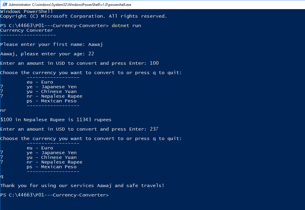 GitHub - aawajjoshi/P01---Currency-Converter: Currency conversion console app written in C#