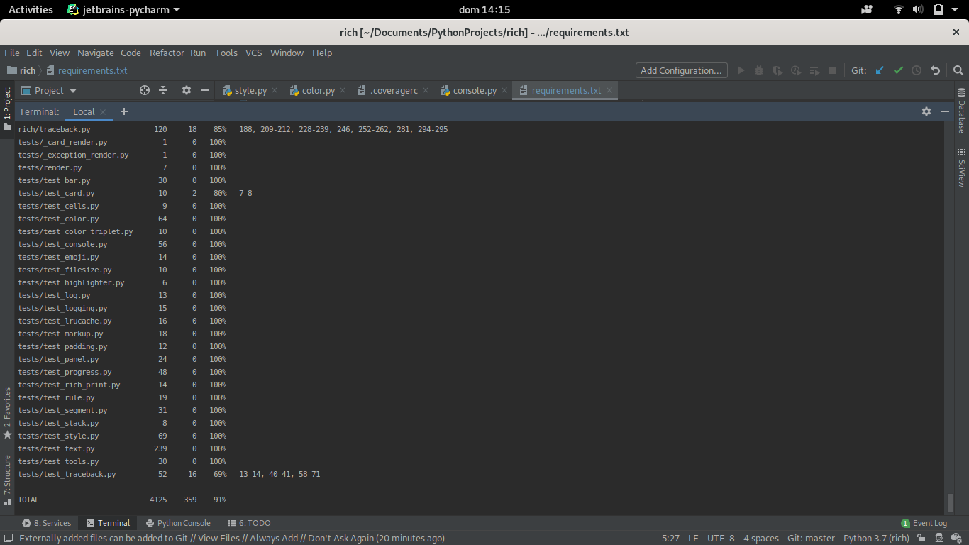 Improve test coverage · Issue #37 · Textualize/rich · GitHub