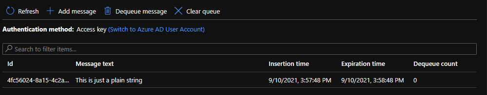 The Azure Storage Queue output binding component adds extra double quotation marks to the ...