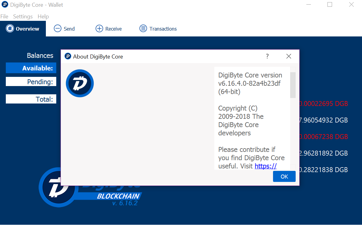 Version update not on wallet screen still 6.16.2 with 6.16.4 · Issue #146 · digibyte/digibyte ...