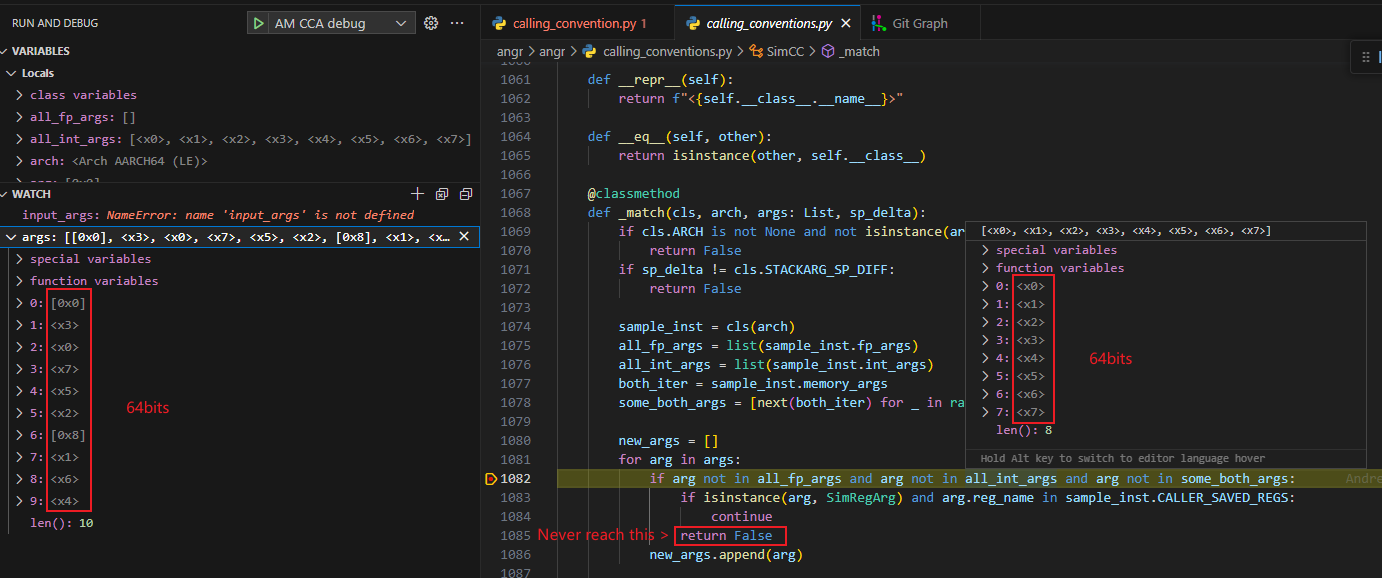 Calling convention analysis fails because reg args size is not handled correctly in SimCC.find ...