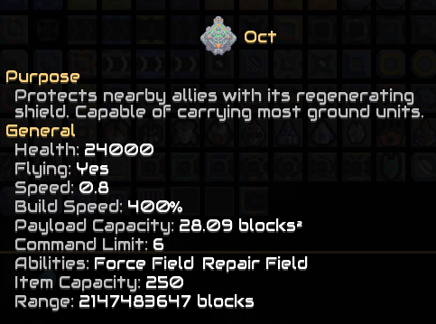 oct has range in the core database · Issue #4476 · Anuken/Mindustry ...