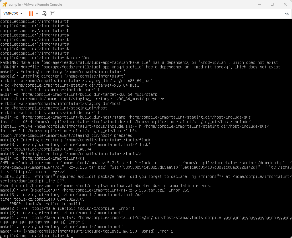 最近一次的更新，云编译失败 · Issue #837 · immortalwrt/immortalwrt · GitHub