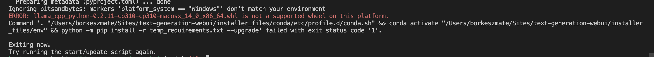 It stopped working on Intel MacOS 12 · Issue #4246 · oobabooga/text-generation-webui · GitHub