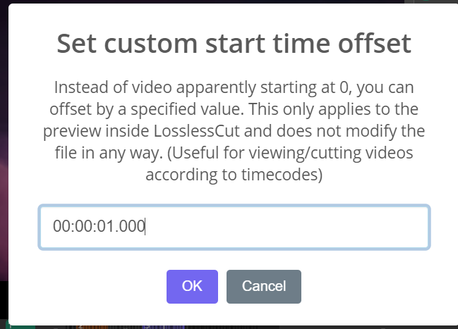 Output files with custom start offset/timecode · Issue #904 · mifi/lossless-cut · GitHub