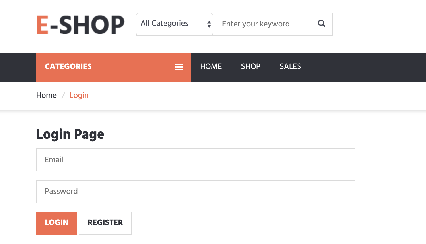 HTML: Login and Register Page · Issue #1 · gillwilliam/OnlineShop · GitHub