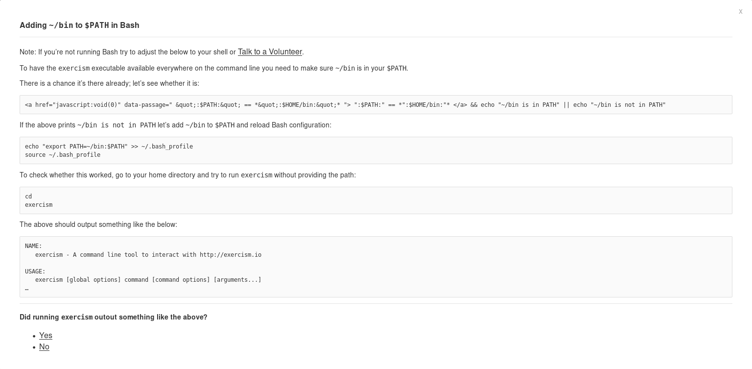 Malformed BASH output in Walkthrough · Issue #3803 · exercism/exercism · GitHub