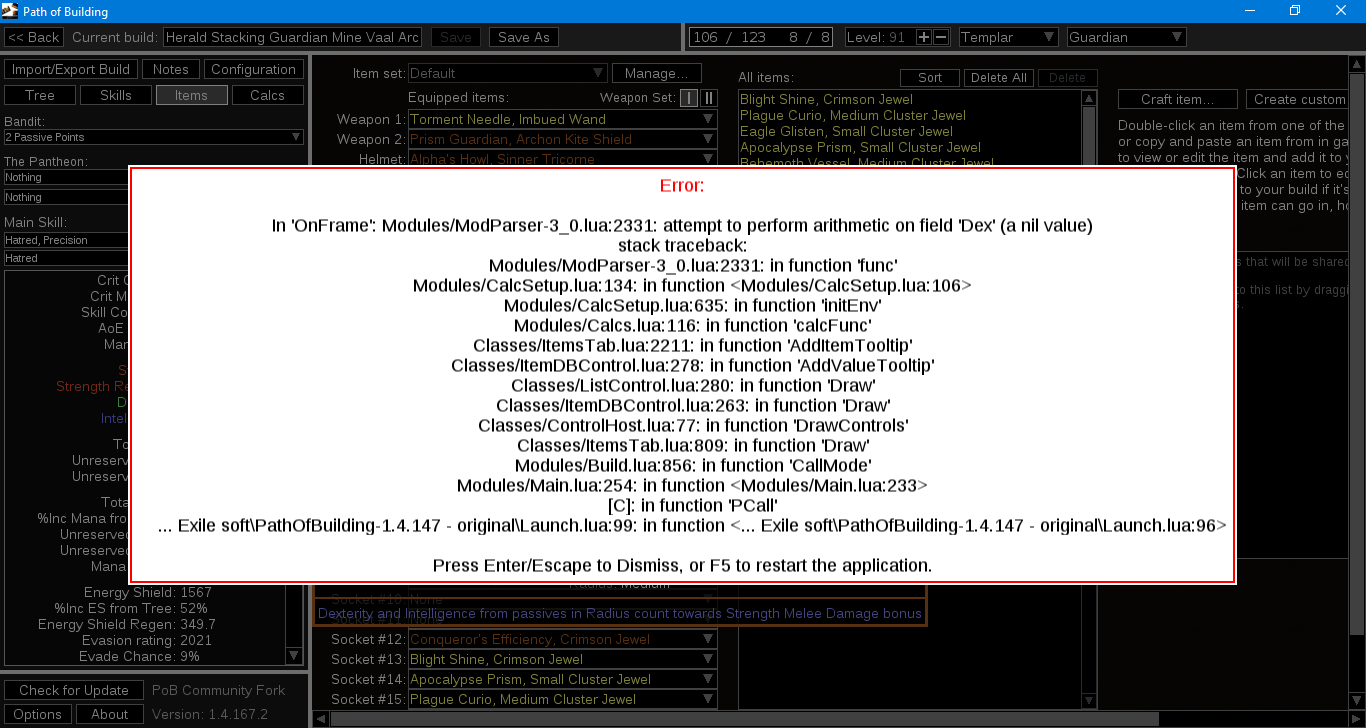 Might in All Forms crashes PoB [Bug] · Issue #758 · PathOfBuildingCommunity/PathOfBuilding · GitHub