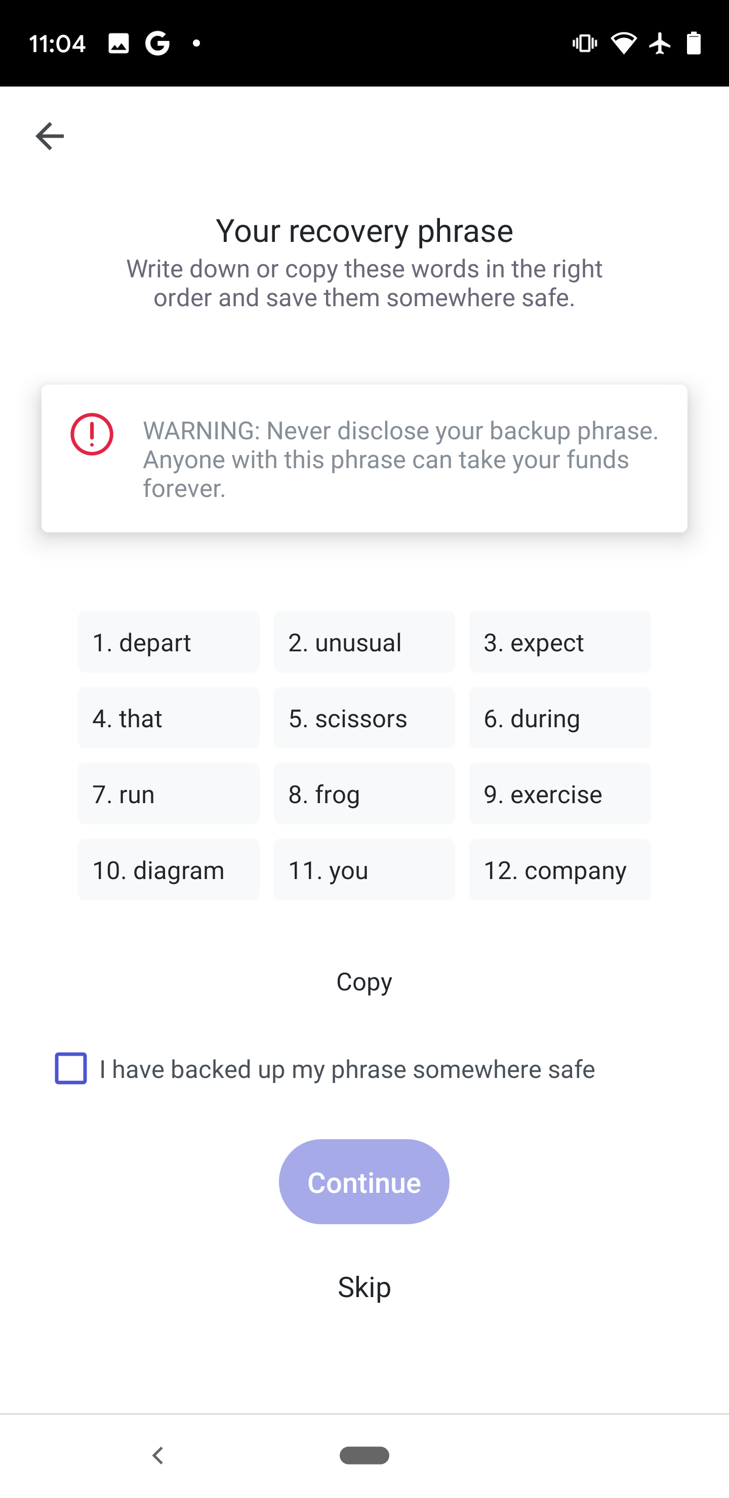 Recovery phrase copy/save in wallet onboarding · Issue #18458 · brave/brave-browser · GitHub