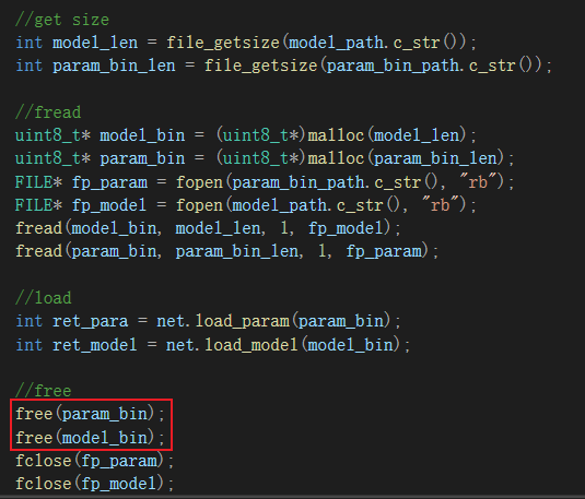 二进制模型加载方式，load后free，推理过程报错 · Issue #3593 · Tencent/ncnn · GitHub