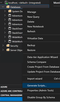 Generate scripts... fails · Issue #23713 · microsoft/azuredatastudio · GitHub
