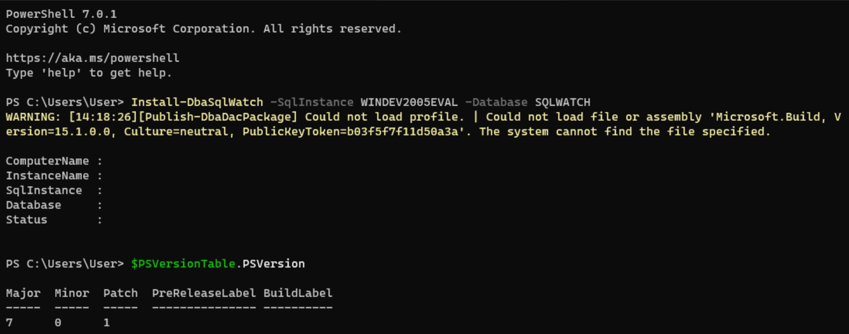Install Dbasqlwatch Broken In Powershell 7 · Issue 6567 · Dataplat
