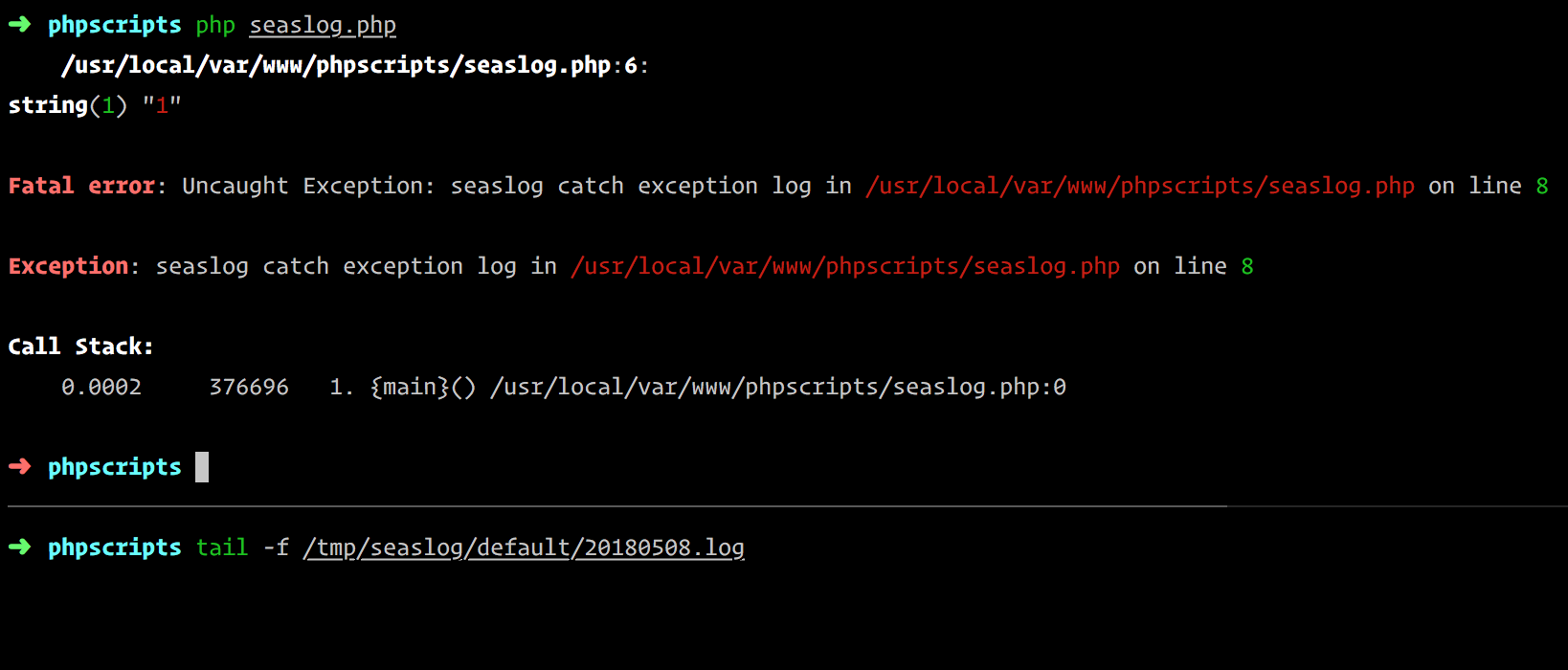 Mac下配置 seaslog.trace_exception=1 不起作用？ · Issue #214 · SeasX/SeasLog · GitHub
