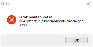 Virtual memory error when testing RSP · Issue #1934 · project64 ...
