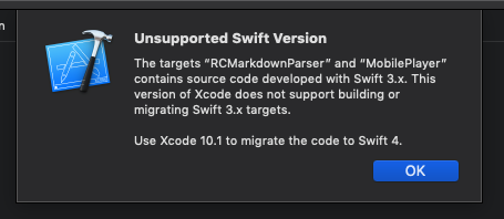 Unsupported Swift Version: Build Error · Issue #2728 · RocketChat/Rocket.Chat.iOS · GitHub