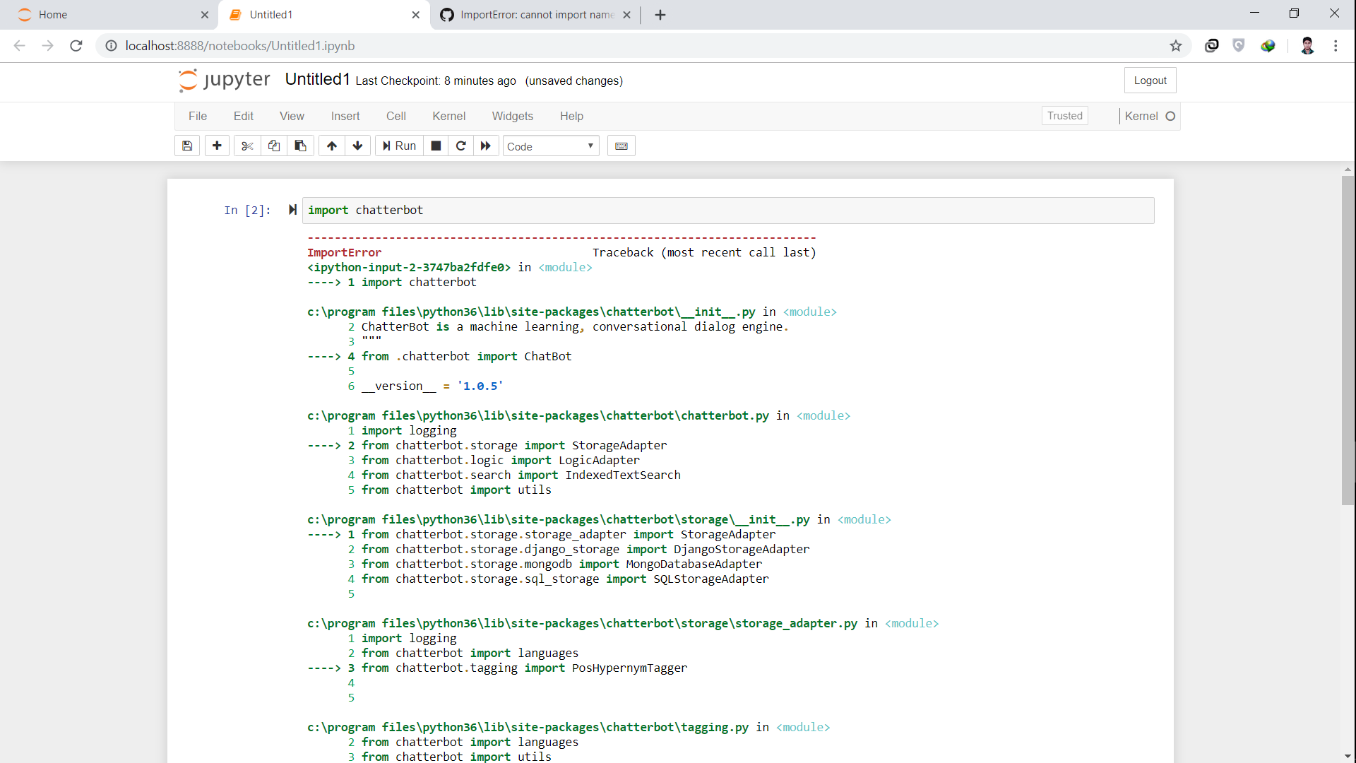 ImportError: cannot import name 'ChatBot' · Issue #1380 · gunthercox ...
