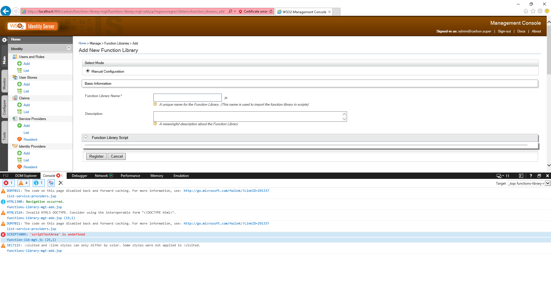[Windows, Internet Explorer] `SCRIPT5009: scriptTextArea is undefined` Error when trying to add ...