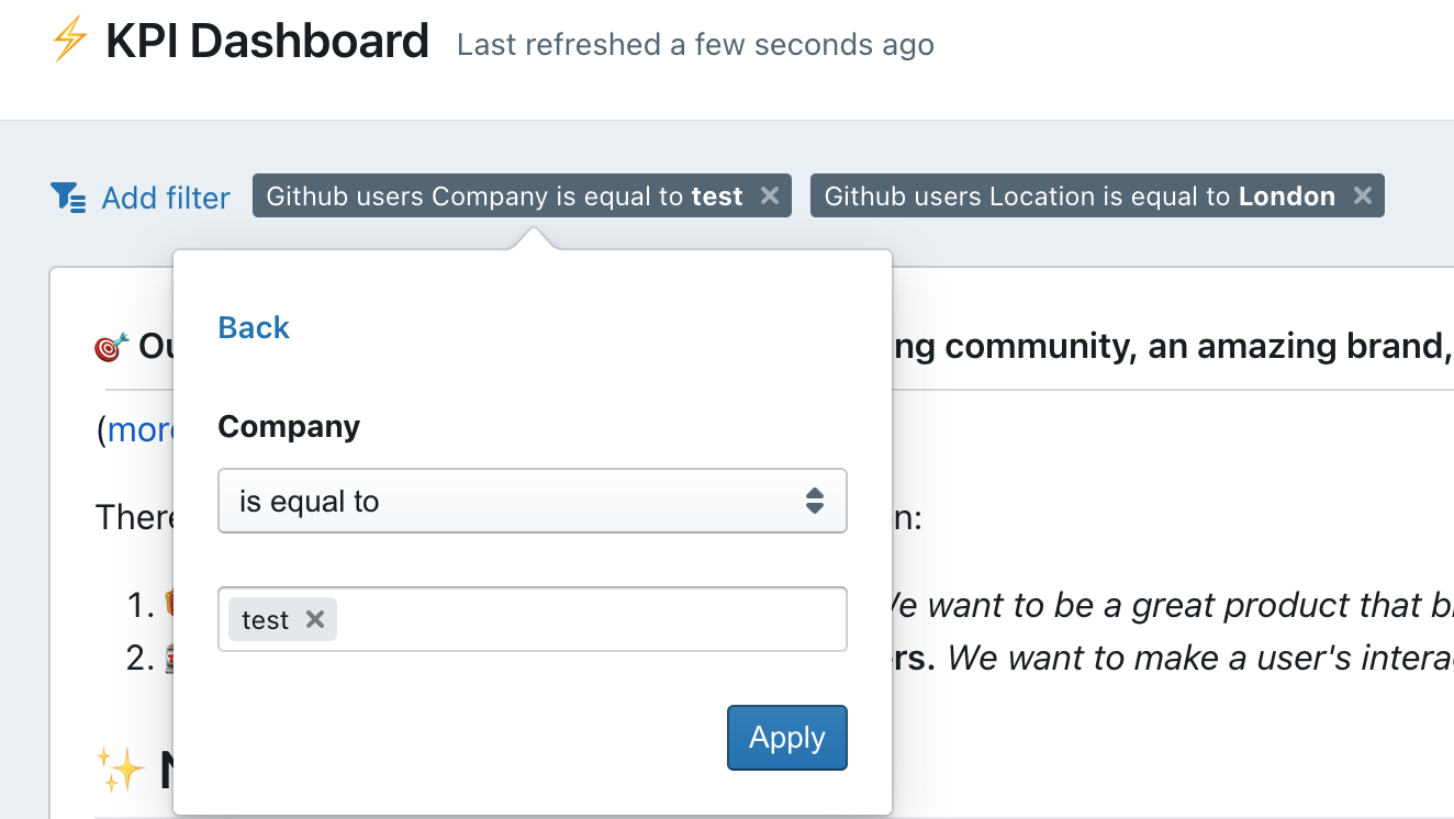 You should be able to filter at a dashboard level · Issue #921 · lightdash/lightdash · GitHub