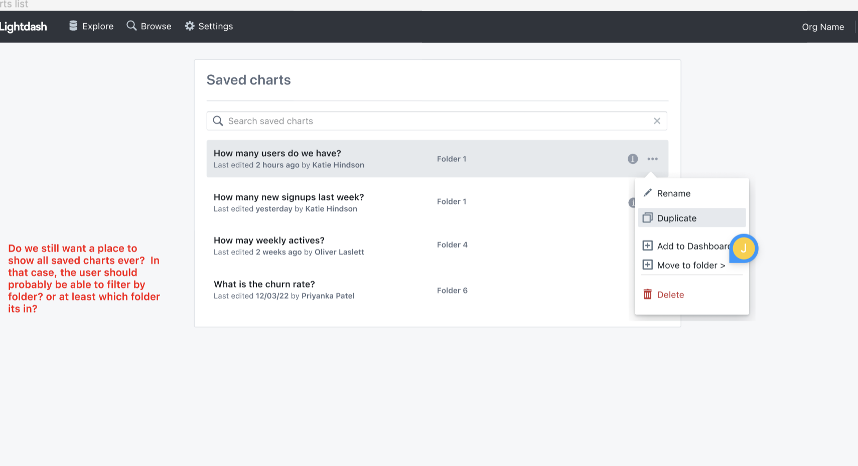 I can see what space a saved chart/dashboard belongs to when I'm browsing the `all charts` and ...