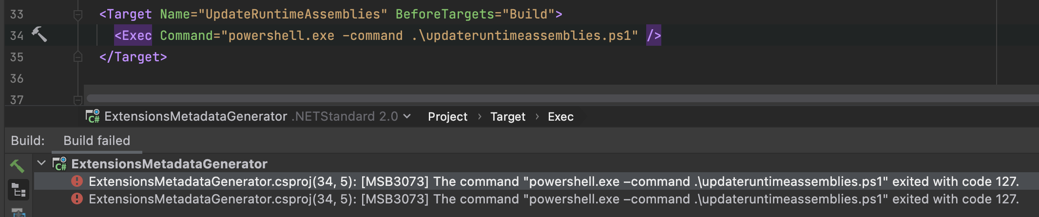 Failed to build the ExtensionsMetadataGenerator project on Mac · Issue #8093 · Azure/azure ...