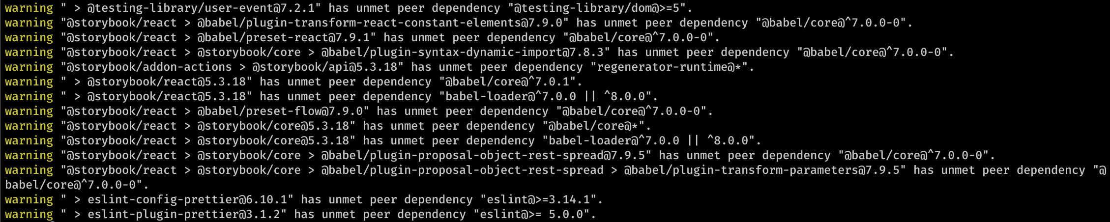 Peer dependency warning for Storybook Angular. · Issue #4844 ...