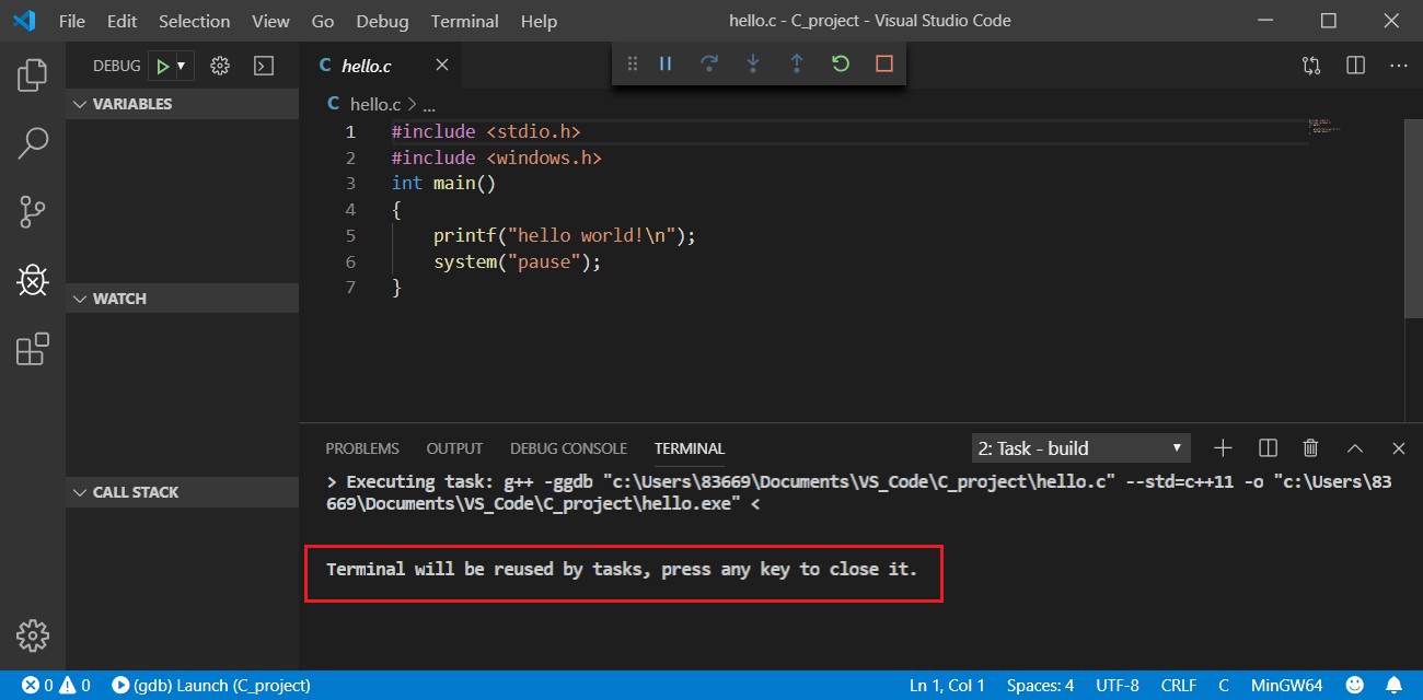  C C VS Code Can Build Exe But Can t Open It Automatically After
