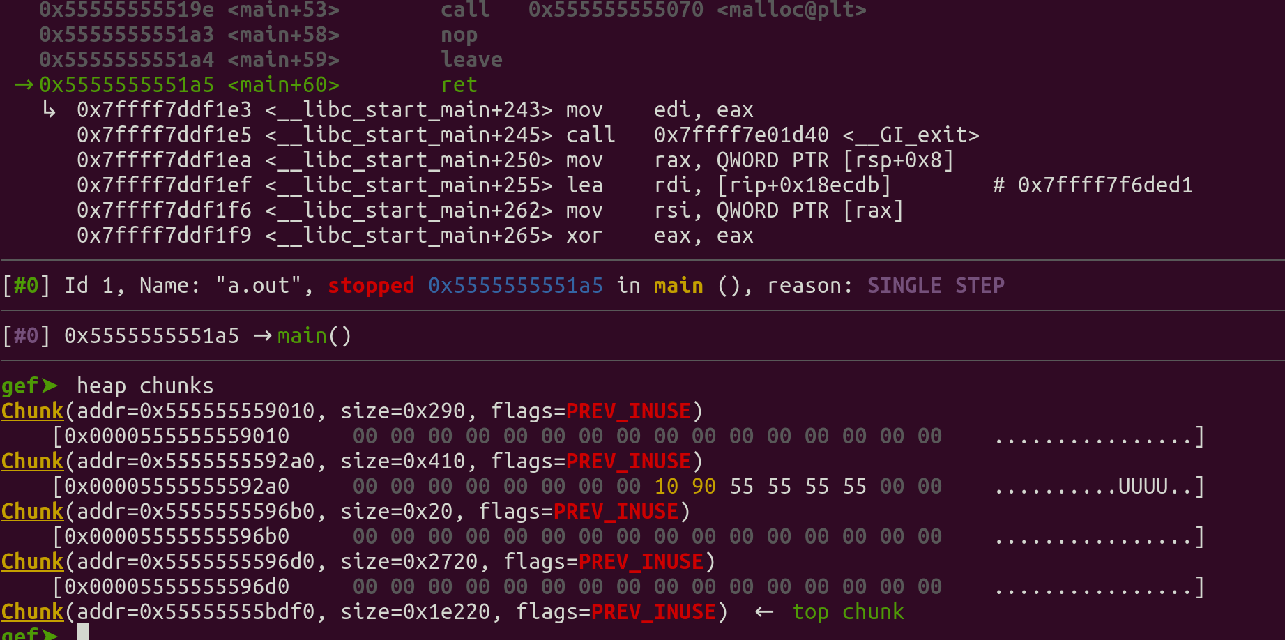 Heap bins not working as expected · Issue #539 · hugsy/gef · GitHub