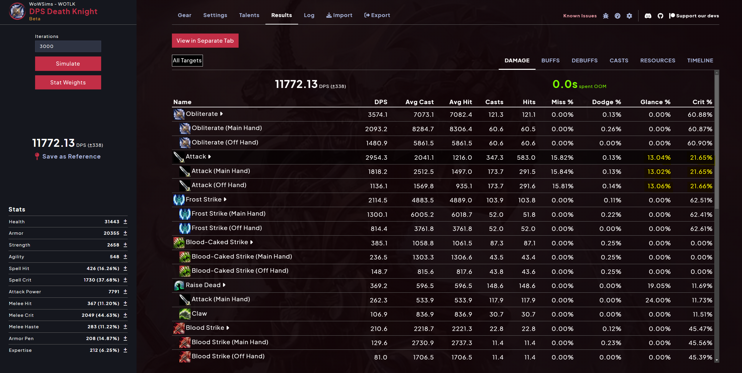 Death Knight Necrosis Talent Auto Attack Crit/Glance % · Issue #3094 · wowsims/wotlk · GitHub