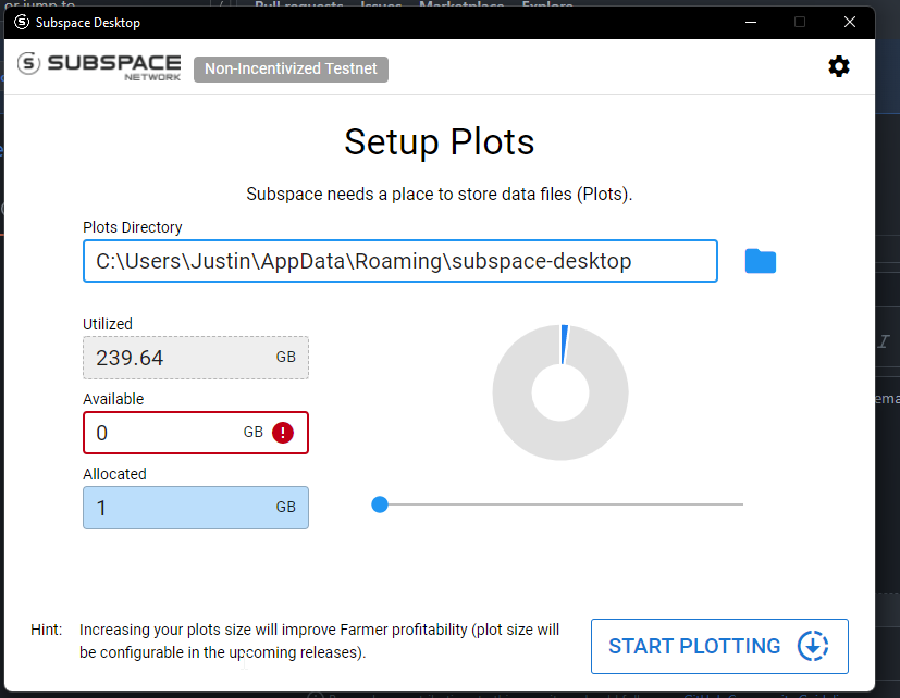 Verbiage change for "no space" · Issue #172 · autonomys/subspace-desktop · GitHub