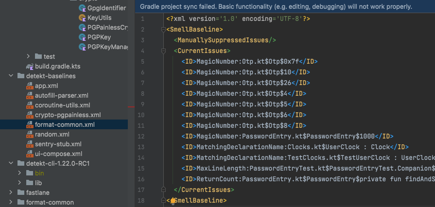 [meta] Clean Up Issues Reported By Detekt · Issue 2029 · Android Password Store Android