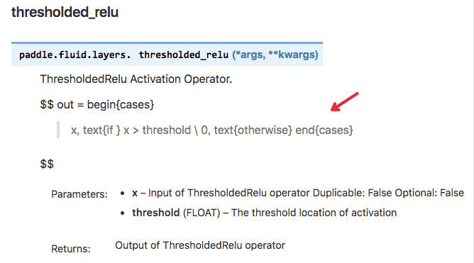 API doc problems of relu, brelu, leaky_relu, soft_relu, relu6, elu, thresholded_relu · Issue ...