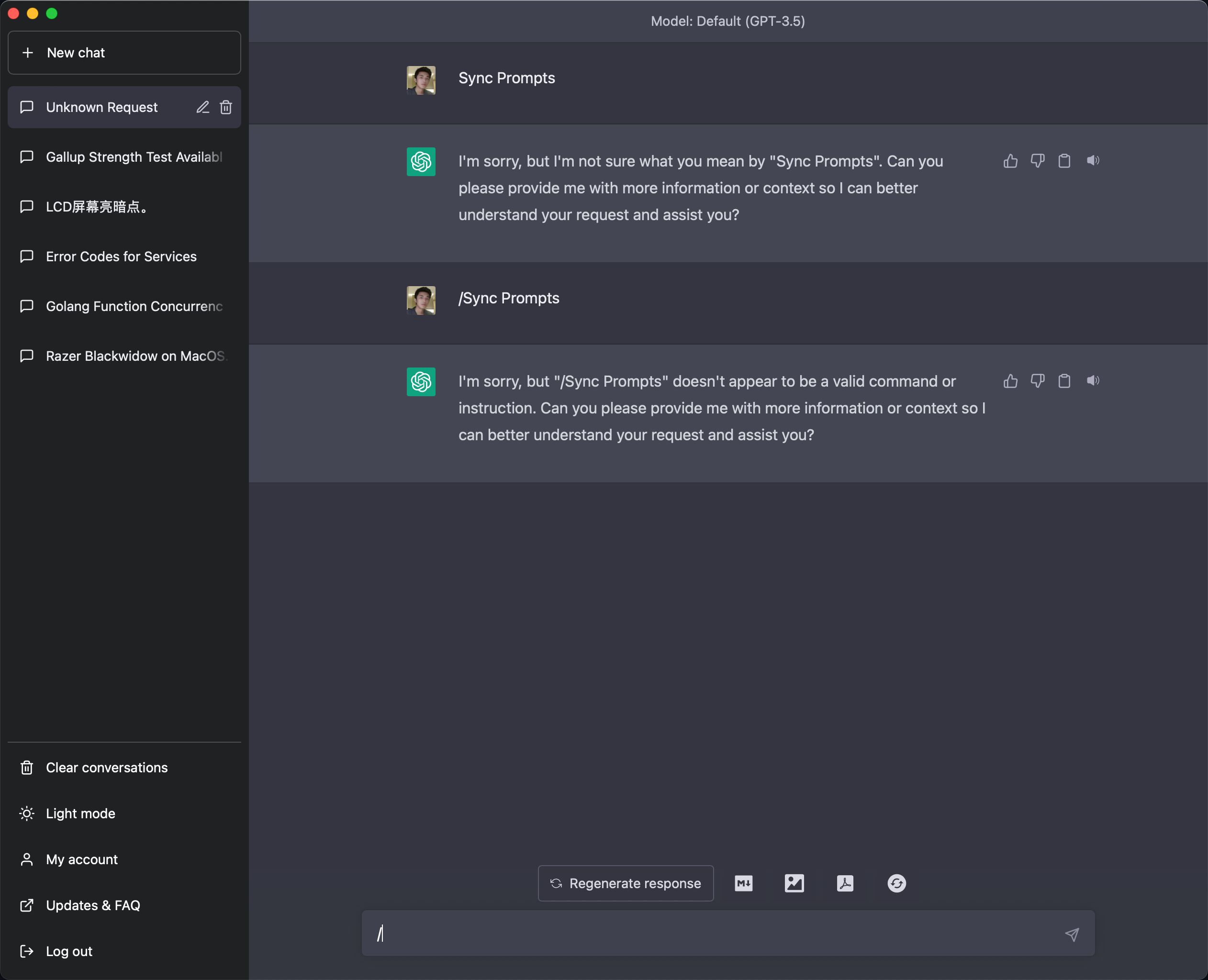 [Bug] cannot enable prompts in macOS · Issue #546 · lencx/ChatGPT · GitHub