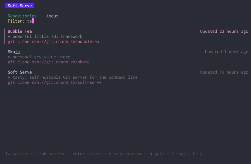 Feature Request: Search · Issue #137 · charmbracelet/soft-serve · GitHub